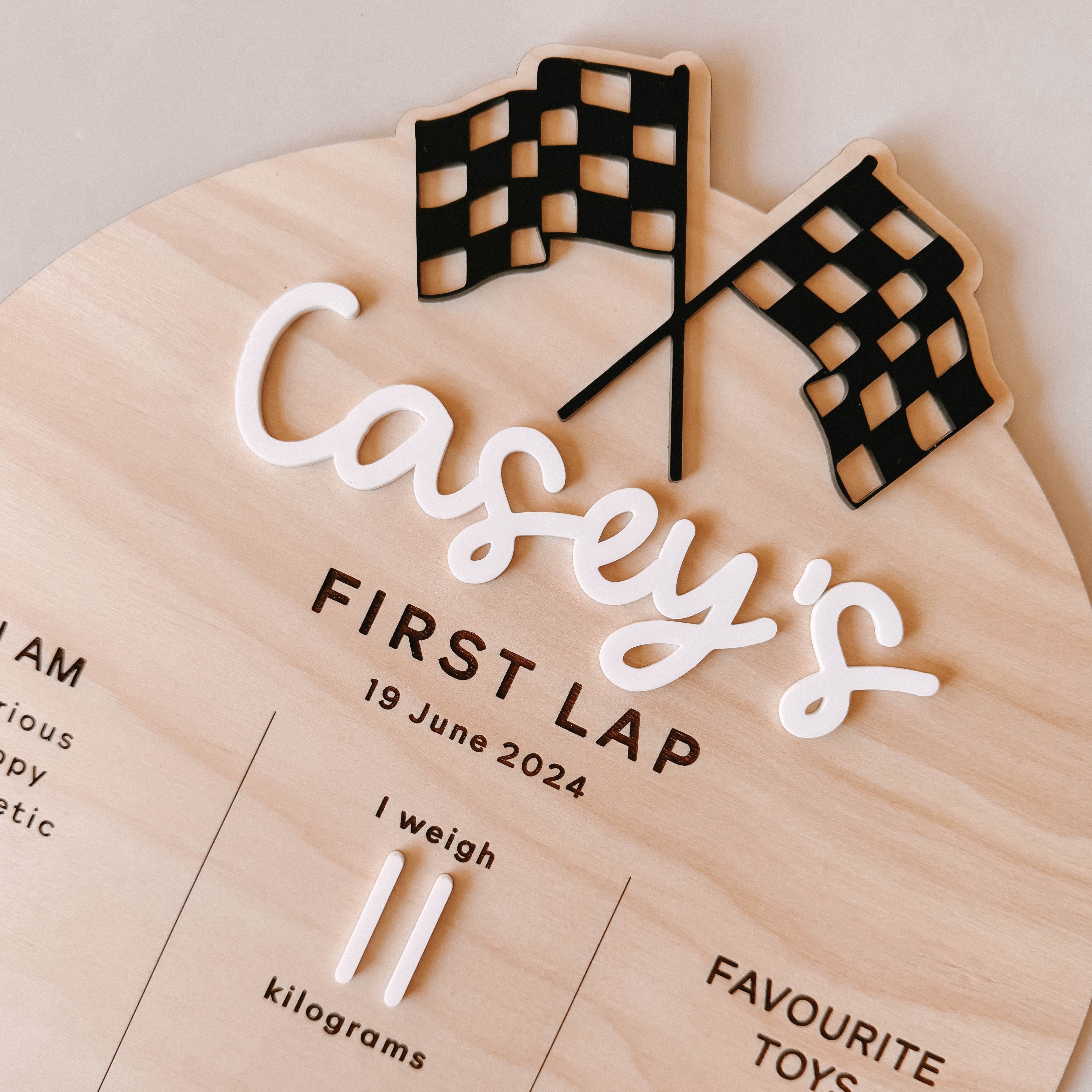 Birthday Milestone Board | Race Car – Wild Pine Laser